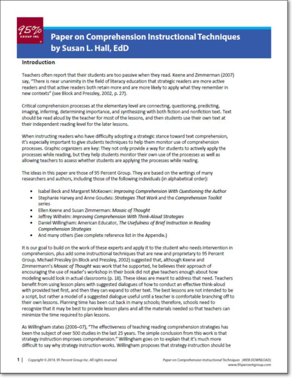 Overview of Comprehension, Grades 3-6 - Resource from 95 Percent Group