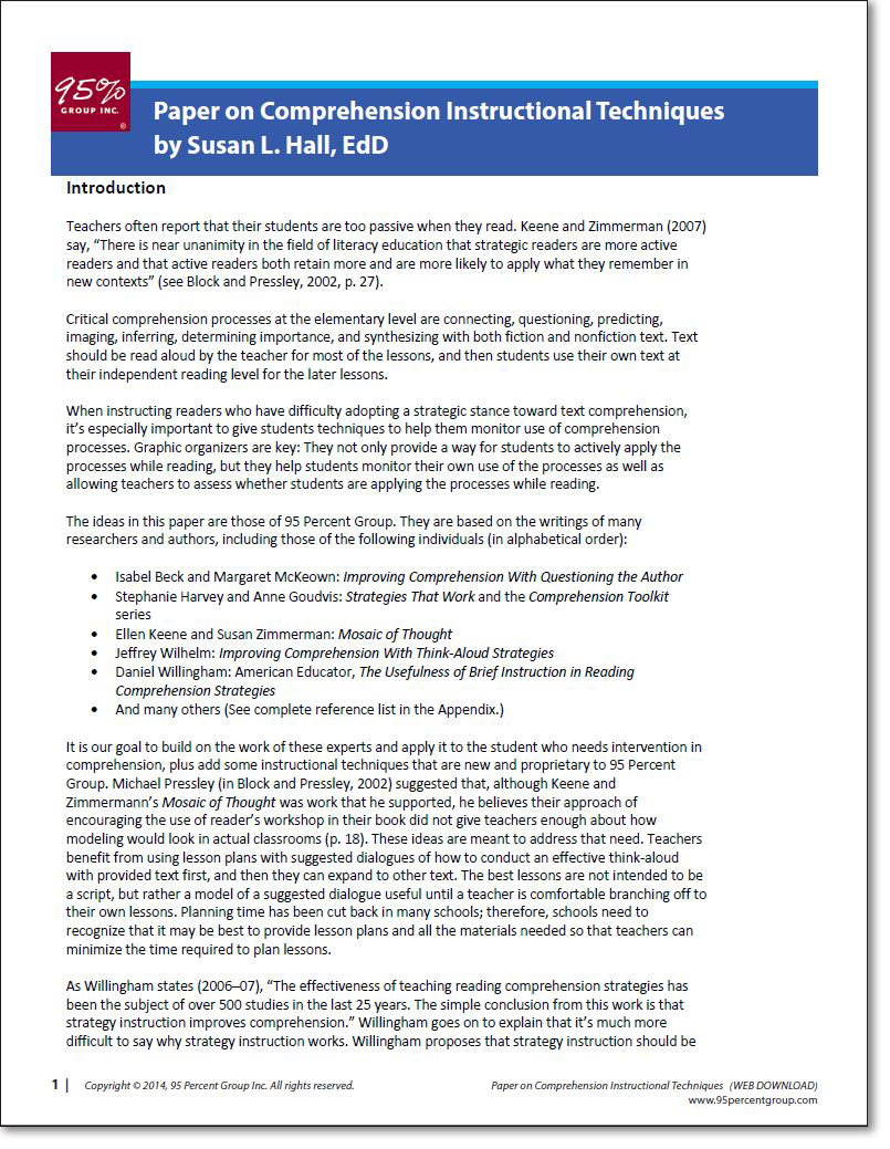 Overview of Comprehension, Grades 3-6 - Resource from 95 Percent Group